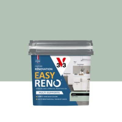 Peinture de rénovation multi-supports V33 Easy Reno vert d'eau satin 750ml