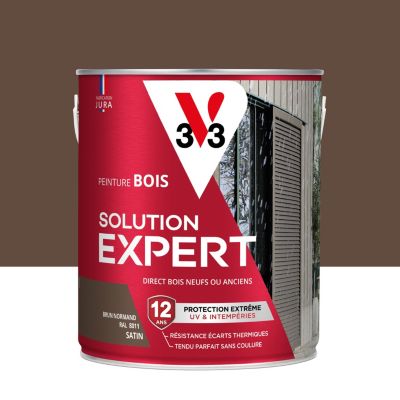 Peinture extérieure bois Solution expert brun normand satin V33 2,5L | Castorama