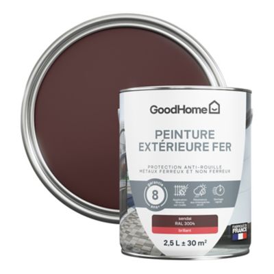 Peinture extérieure fer anti-rouille GoodHome RAL 3004 rouge sendai ...