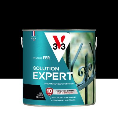 Peinture extérieure fer Solution expert noir brillant V33 2L | Castorama