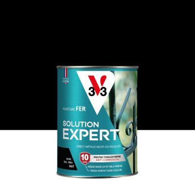 Peinture extérieure fer Solution expert noir mat V33 250ml | Castorama
