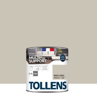 Peinture extérieure multi-supports Tollens satin beige sable 500ml ...