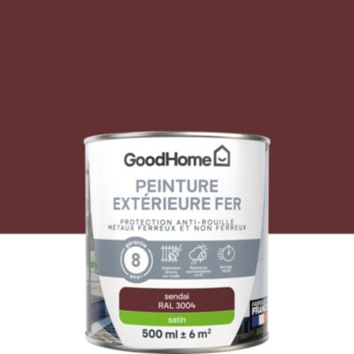 Peinture fer extérieur anti-rouille rouge sendai RAL 3004 satin ...
