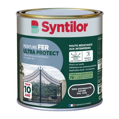 Peinture fer extérieur gris anthracite RAL 7016 satin Syntilor Ultra ...