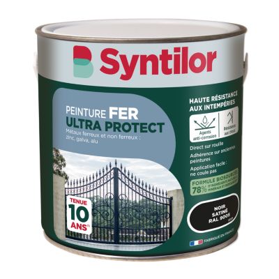 Peinture fer extérieur noir RAL 9005 satin Syntilor Ultra Protect 2 L