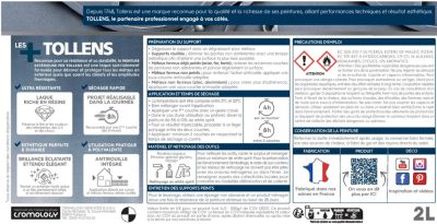 Peinture fer extérieur rouge basque RAL 3004 brillant Tollens 2 L