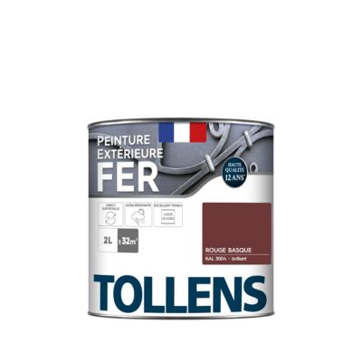 Peinture fer extérieur rouge basque RAL 3004 brillant Tollens 2 L