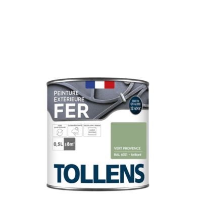Peinture fer extérieur vert provence RAL 6021 brillant Tollens 0.5 L