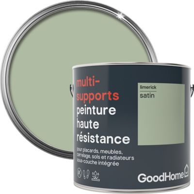 Peinture haute résistance multi-supports GoodHome vert Limerick satin 2L