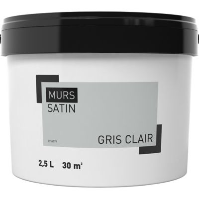 Peinture mur gris clair satin GoodHome 2.5 L