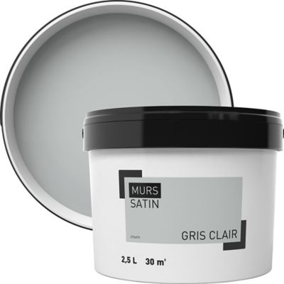 Peinture mur gris clair satin GoodHome 2.5 L