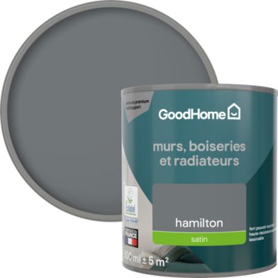 Peinture murs, boiseries et radiateurs gris hamilton satin GoodHome ...