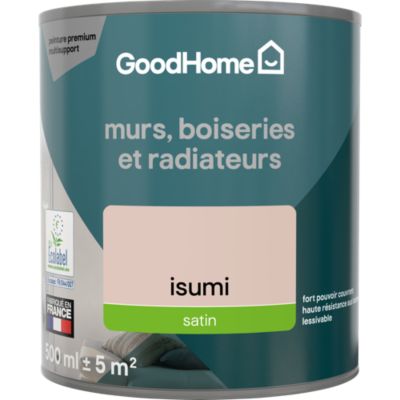 Peinture murs, boiseries et radiateurs rose isumi satin GoodHome ...