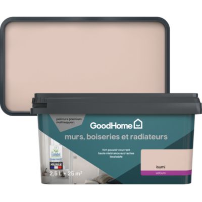 Peinture murs, boiseries et radiateurs rose isumi velours GoodHome ...