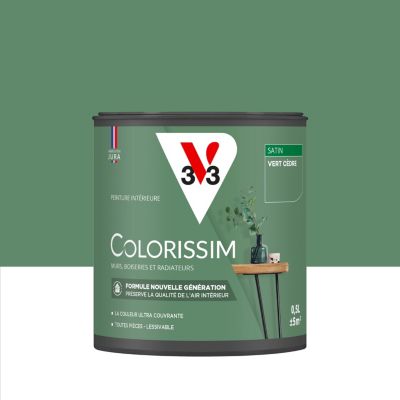 Peinture murs, boiseries et radiateurs vert cèdre satin V33 Colorissim ...