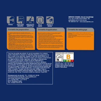 Peinture murs et boiseries bleu verre mat Dulux Valentine Color Resist ...