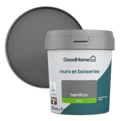 Peinture murs et boiseries GoodHome gris Hamilton satin 0,75L | Castorama