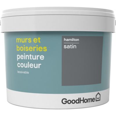 Peinture murs et boiseries GoodHome gris Hamilton satin 2,5L