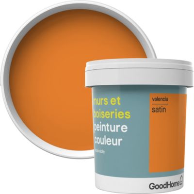 Peinture murs et boiseries GoodHome orange Valencia satin 0,75L | Castorama