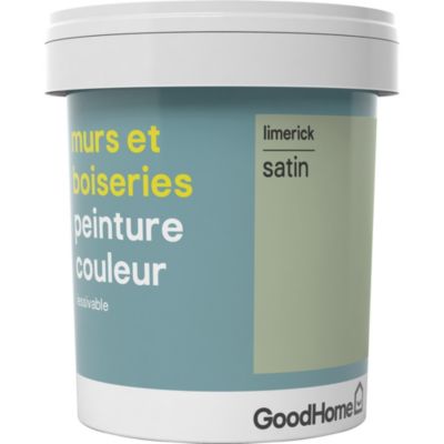 Peinture murs et boiseries GoodHome vert Limerick satin 0,75L | Castorama