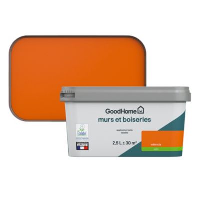 Peinture murs et boiseries orange valencia satin GoodHome 2.5 L