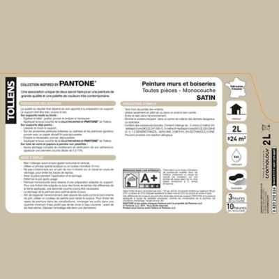 Peinture murs et boiseries Tollens Pantone 15-1308 doeskin satin 2L ...