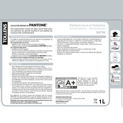 Peinture murs et boiseries Tollens Pantone 15-4101 high-rise satin 1L ...