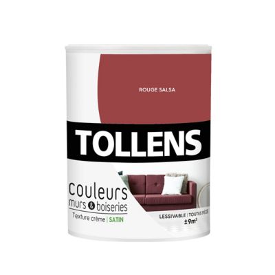 Peinture murs et boiseries Tollens rouge salsa satin 0,75L