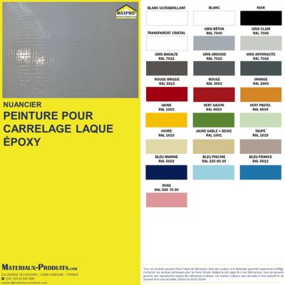 Peinture pour carrelage laque époxy Kit de 5 Kg Jaune Sable RAL 1001 - MATPRO