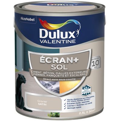 Peinture pour sol Ecran+ Sol Dulux Valentine satin gravier gris 2,5L