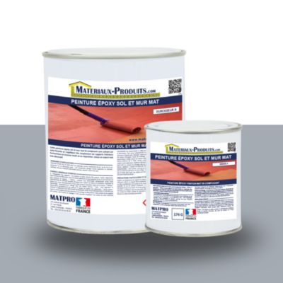 Peinture époxy sol et mur mat Kit de 1 Kg Gris Béton RAL 7040 - MATPRO