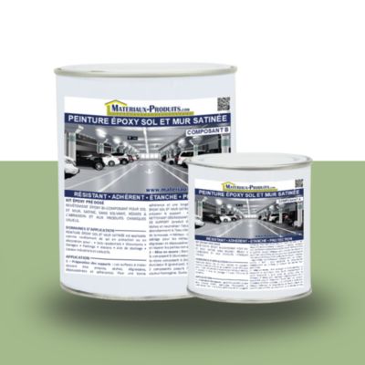 Peinture époxy sol et mur satinée Kit de 2,5 Kg Vert RAL 6021 - MATPRO