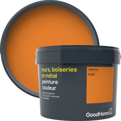 Peinture résistante murs, boiseries et métal GoodHome orange Valencia ...