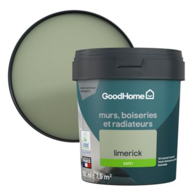 Peinture résistante murs, boiseries et métal GoodHome vert Limerick ...