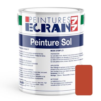 Peinture sol, peinture professionnelle, béton, garage Hydrosol ECRAN77-5 litres-Rouge (RAL 3013 ...