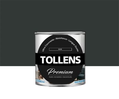 Peinture Tollens premium murs, boiseries et radiateurs noir mat 0,75L ...