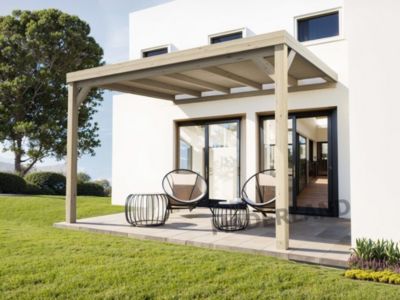 Pergola adossée avec toit REIMS 300x300 cm très résistant lamellé-collé