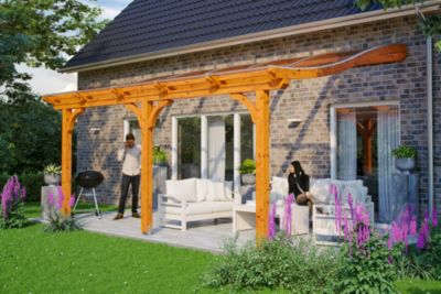 Pergola adossée SKAN HOLZ VENEZIA 541x389cm, bois lamellé-collé ...