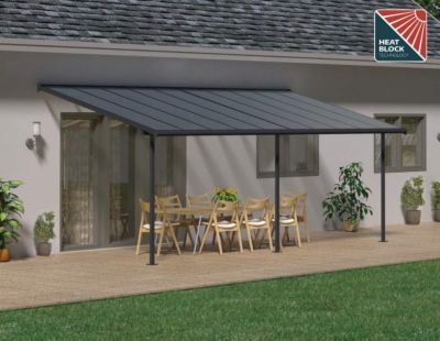 Pergola adossée Capri 3 x 6,2 m gris anthracite et bronze