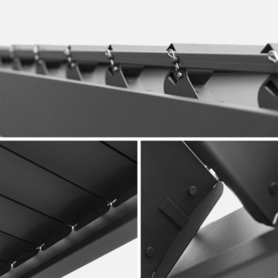 Pergola bioclimatique aluminium 4x3m anthracite + 3 persiennes 100cm ...