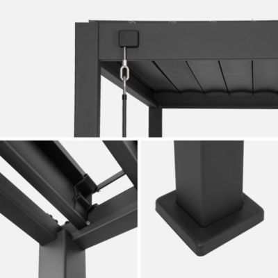 Pergola bioclimatique aluminium 4x3m anthracite + 3 persiennes 100cm ...