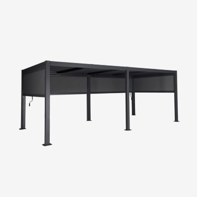 Pergola bioclimatique aluminium et acier 3x6m lames orientables + 4 ...