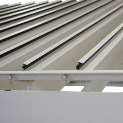 Pergola bioclimatique autoportante Ecozia beige lin - Hespéride