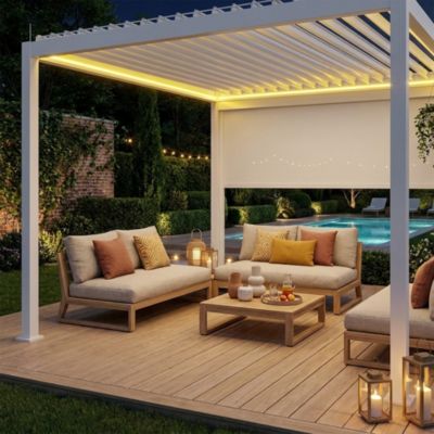Pergola bioclimatique électrique 4x3m. aluminium. à lames orientables ...