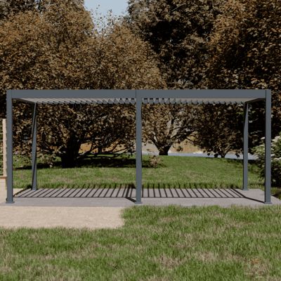 Pergola bioclimatique motorisée Ombréa autoportante 3x6M - Anthracite/blanc