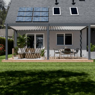 Pergola bioclimatique motorisée Ombréa autoportante 4x6M - Anthracite/blanc