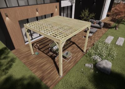 Pergola bois - 3m x 3m - indépendante - sens largeur - lattage bois ...