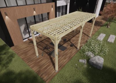 Pergola bois - 6m x 2m - indépendante - sens profondeur - lattage bois ...