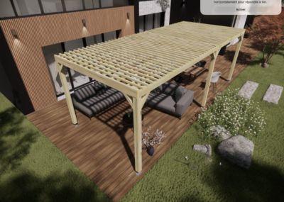 Pergola bois - 7m x 3m - indépendante - sens largeur - lattage bois ...