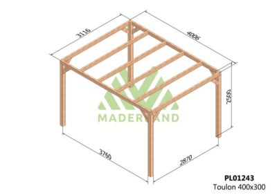 Pergola bois TOULON 400x300 cm très résistant lamellé-collé